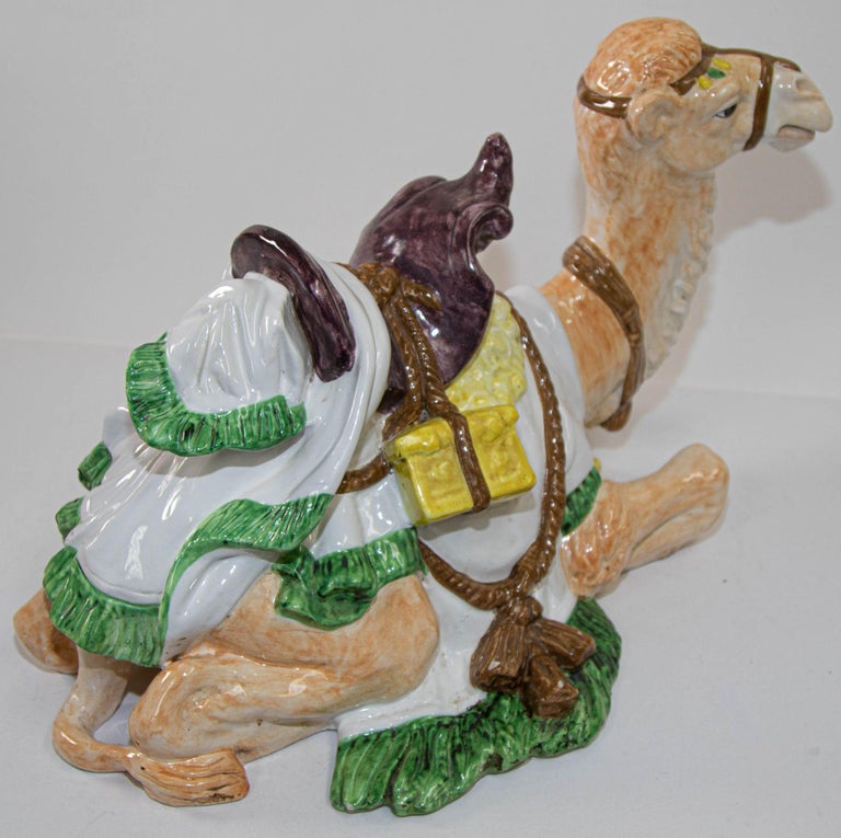 Vintage Majolica Italy Camel Meiselman Sculpture For Sale at 1stDibs