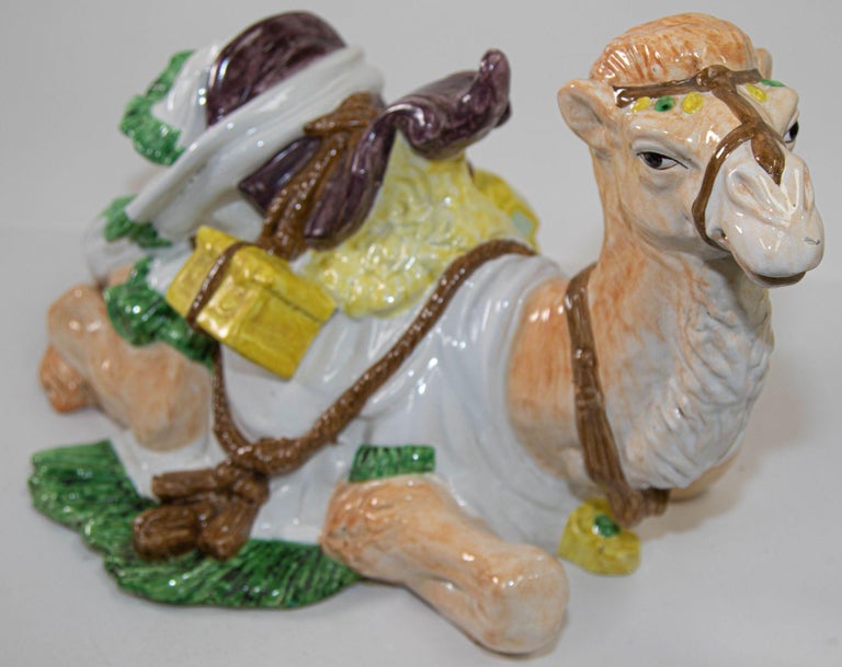 Vintage Majolica Italy Camel Meiselman Sculpture For Sale at 1stDibs