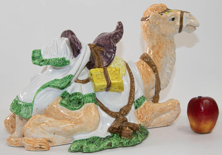 Vintage Majolica Italy Camel Meiselman Sculpture For Sale at 1stDibs
