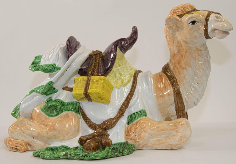 Vintage Majolica Italy Camel Meiselman Sculpture For Sale at 1stDibs