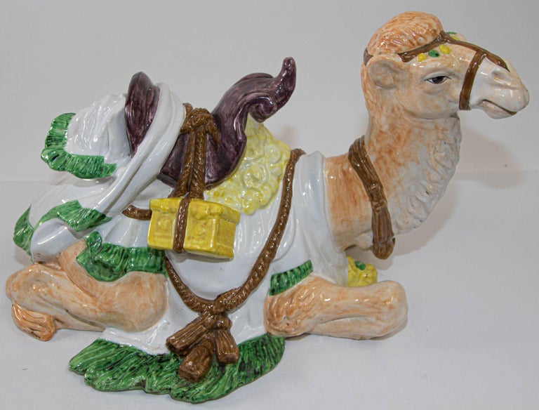 Vintage Majolica Italy Camel Meiselman Sculpture For Sale at 1stDibs