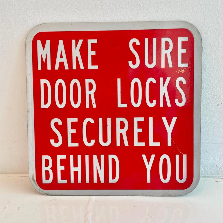 Vintage Make Sure Door Locks Sign For Sale at 1stDibs | sure locks ...