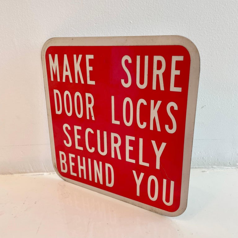 Vintage Make Sure Door Locks Sign For Sale at 1stDibs | sure locks ...