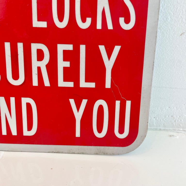 Vintage Make Sure Door Locks Sign For Sale at 1stDibs | sure locks ...
