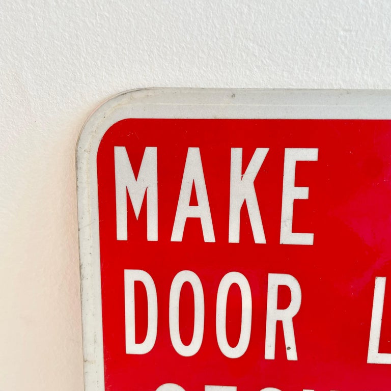 Vintage Make Sure Door Locks Sign For Sale at 1stDibs | sure locks ...