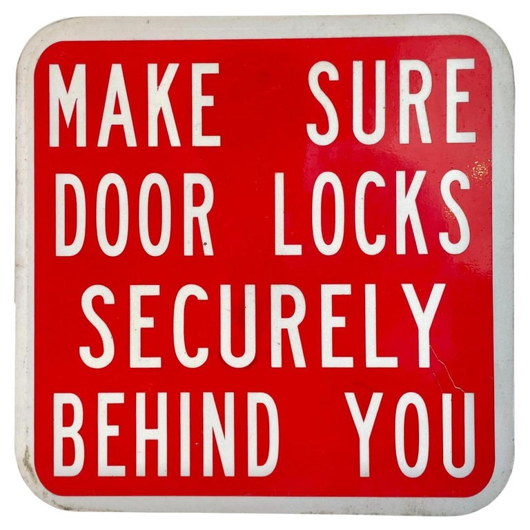 Vintage Make Sure Door Locks Sign For Sale at 1stDibs | sure locks ...