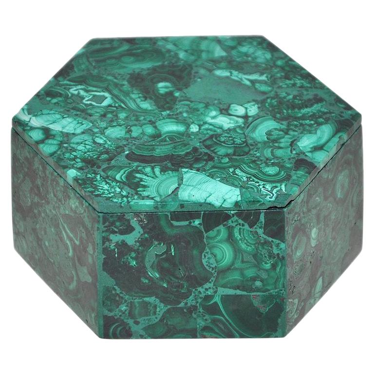 Vintage Malachite Natural Gemstone Green Jewelry Box at 1stDibs