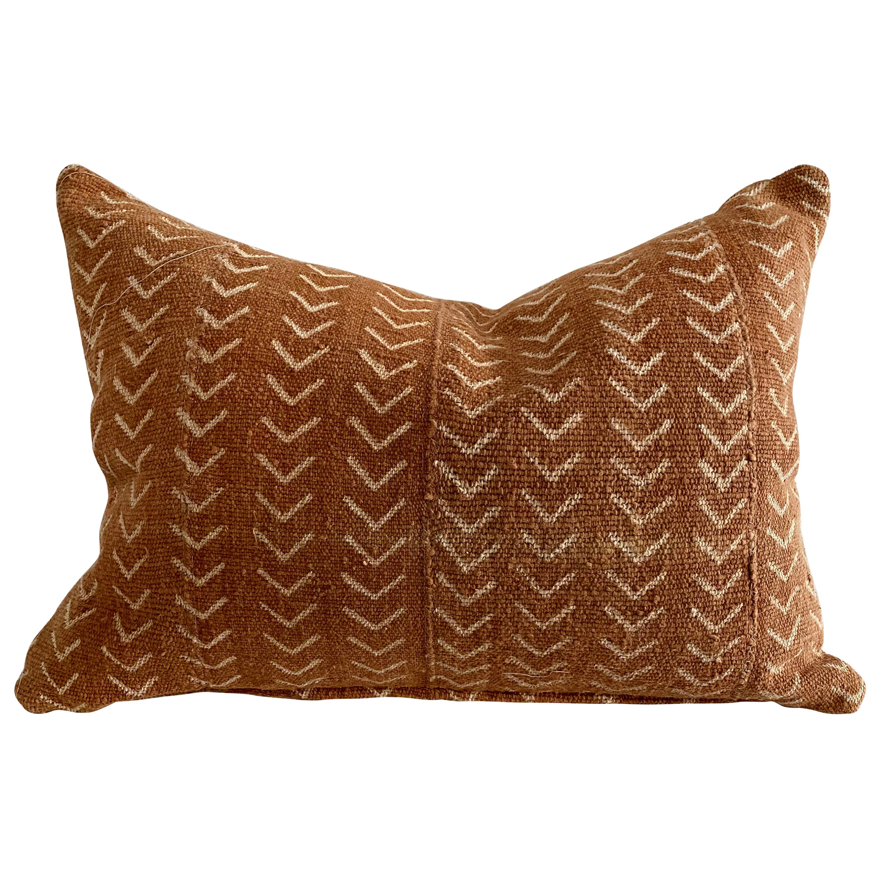 Vintage Mali Cloth African Mudcloth Pillow with Down Feather Insert at ...