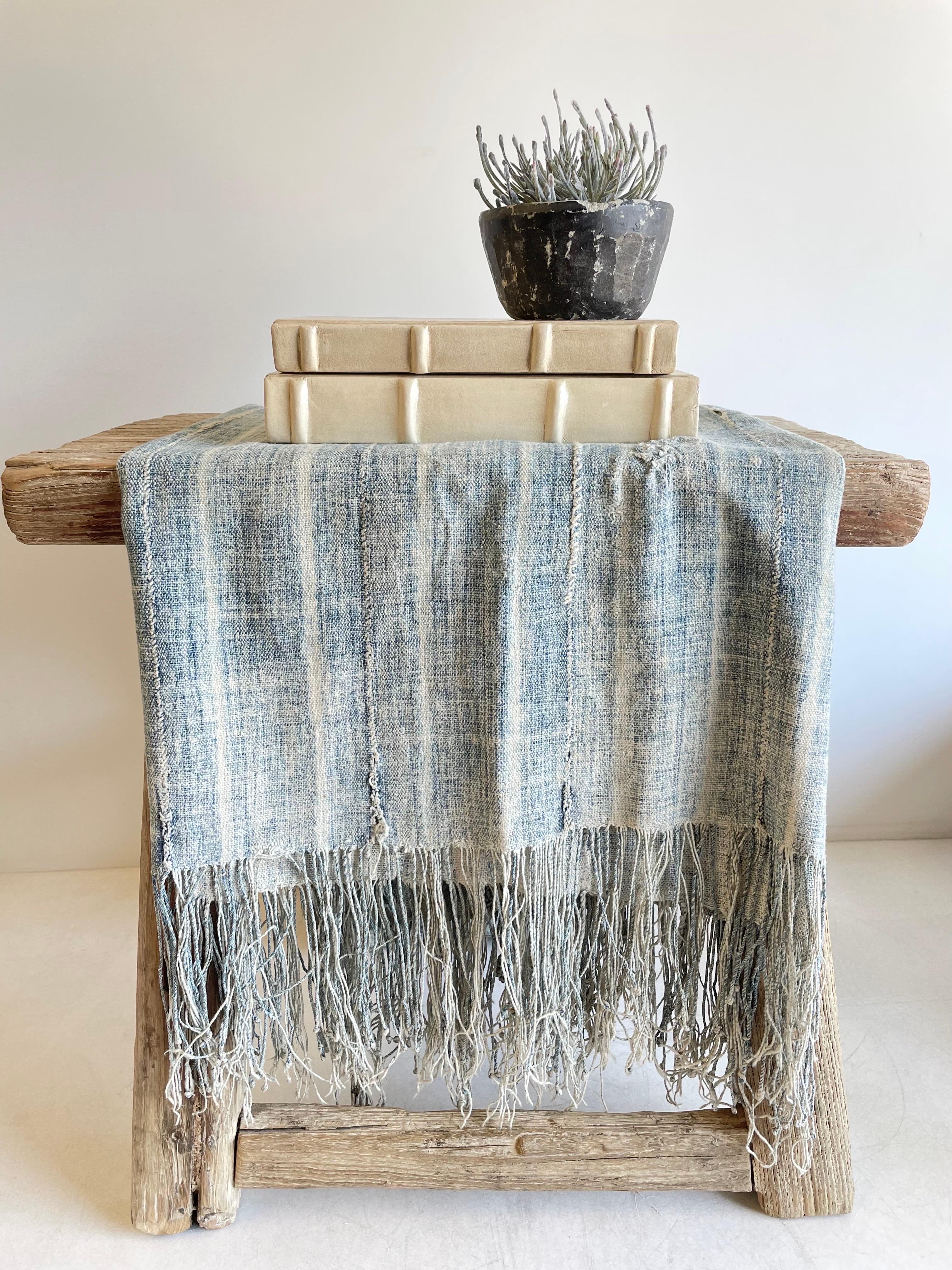 Vintage Mali Faded Denim Blue Throw at 1stDibs