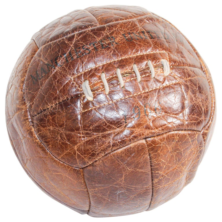 Vintage Manchester United Football Collector Leather Ball, 1966 at 1stDibs