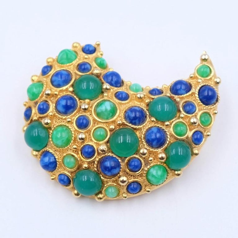 Vintage Mandle Brooch Green and Blue 1960s at 1stDibs