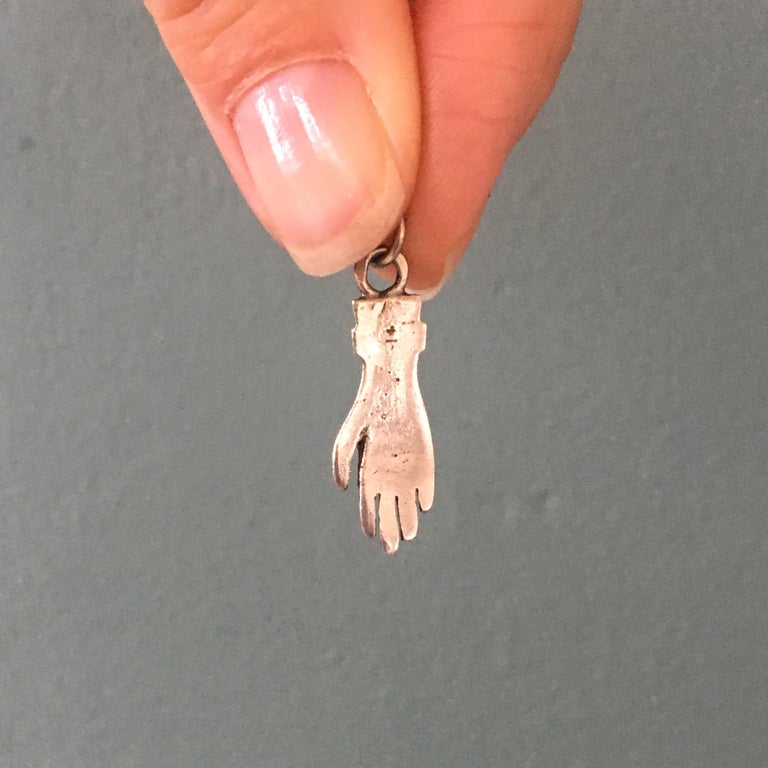 Vintage Mano Figa Sterling Silver Hand Charm Pendant For Sale at 1stDibs