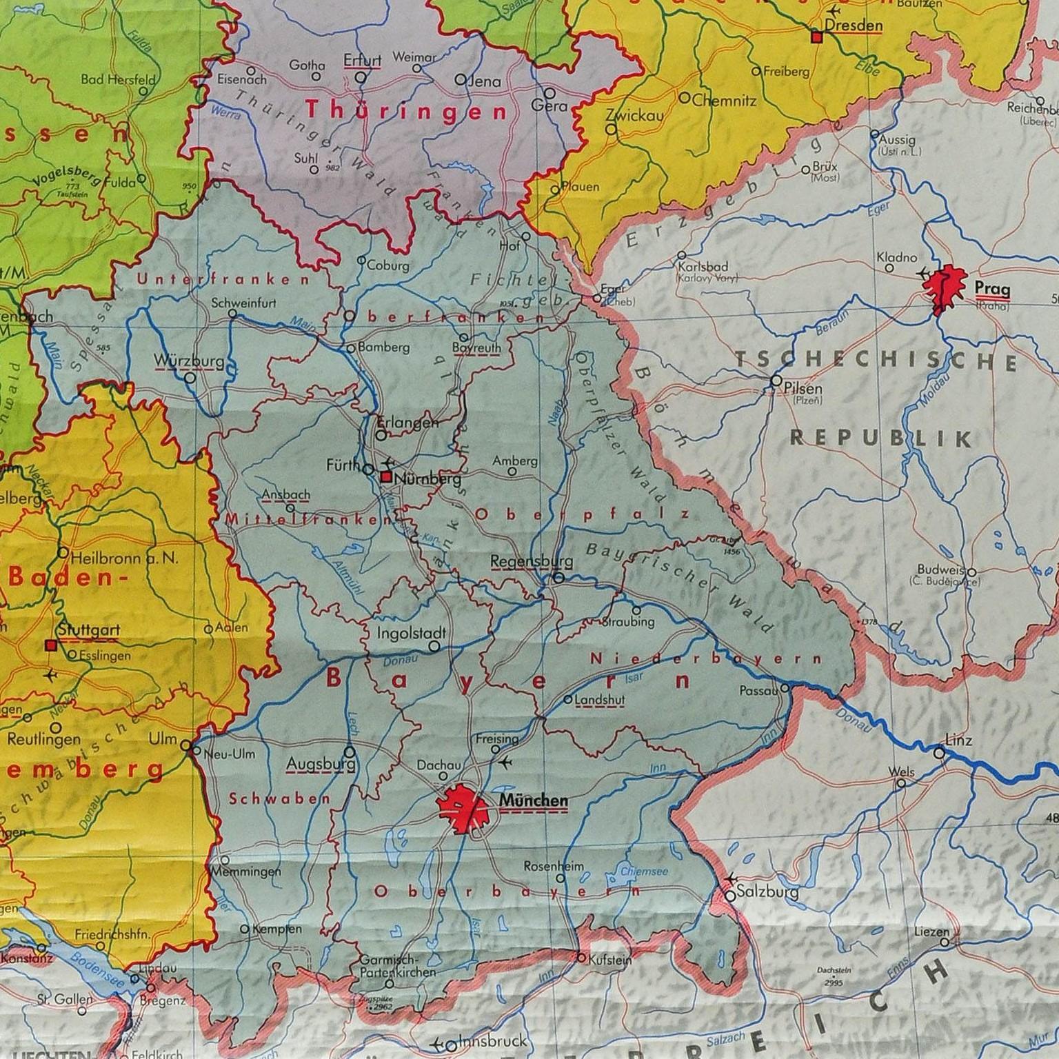 Vintage Map Germany Political Federal States Pull-Down Wall Chart ...