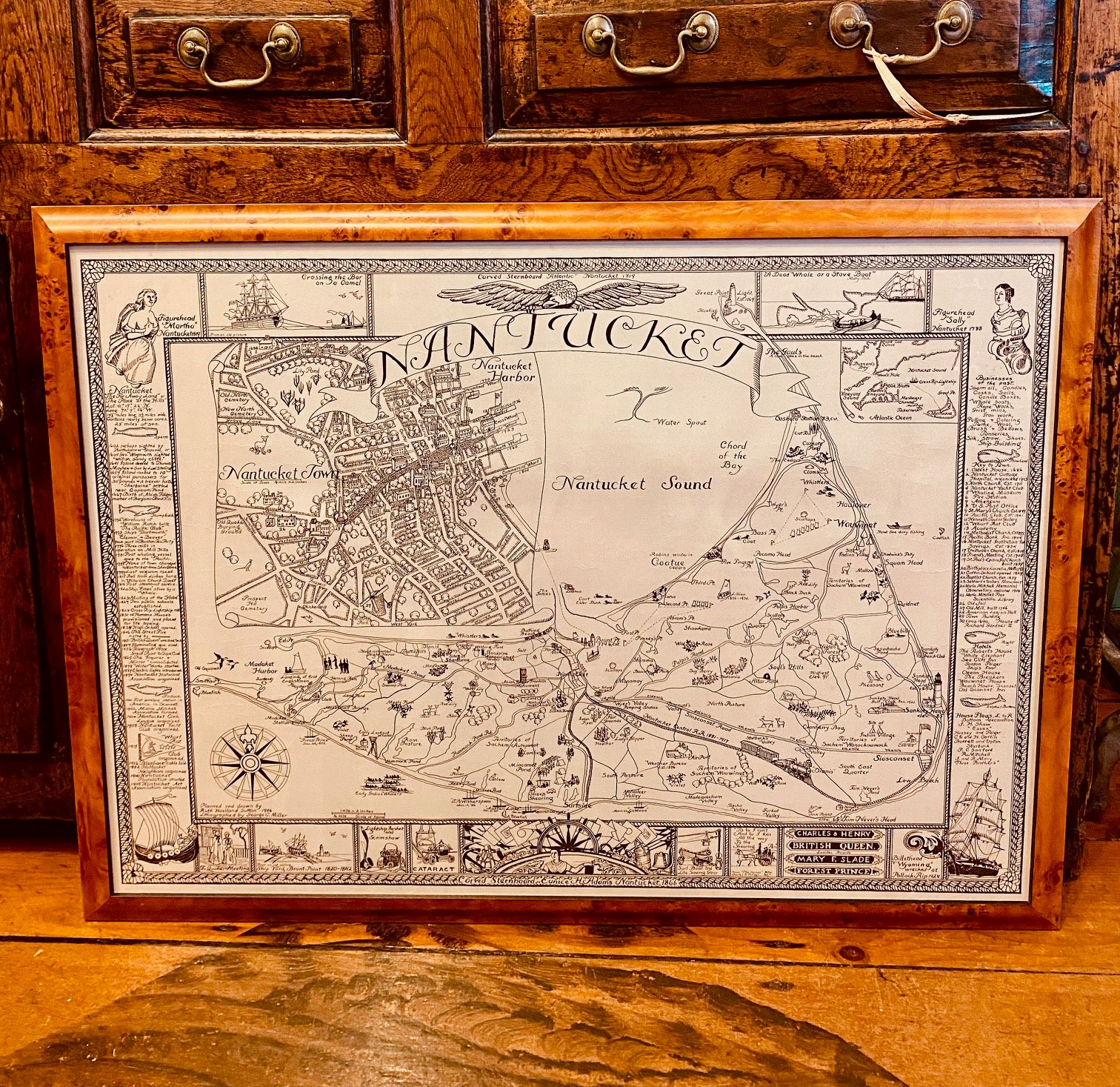 Vintage Map of Nantucket Town by Ruth Haviland Sutton, 1946 For Sale at ...