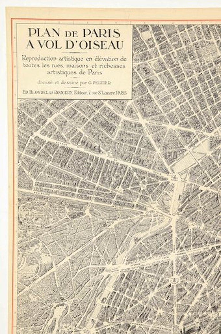 Vintage Map of Paris, ca. 1950s, "Plan de Paris à vol d'oiseau" at 1stDibs