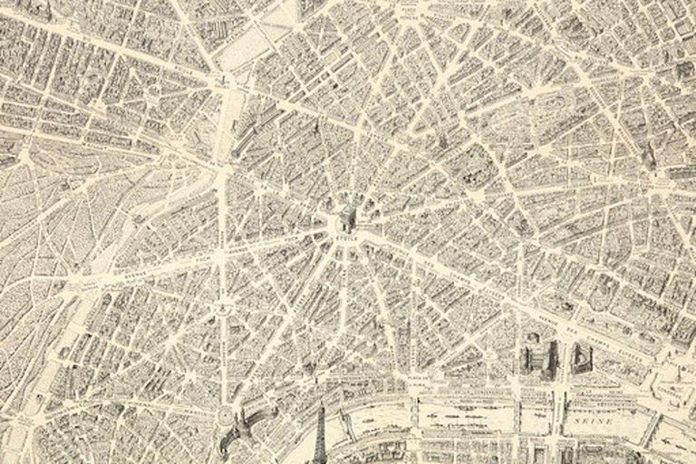 Vintage Map of Paris, ca. 1950s, "Plan de Paris à vol d'oiseau" at 1stDibs