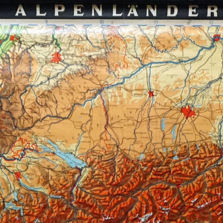 Vintage Map the Alps Countries, Switzerland, Italy, Austria at 1stDibs ...
