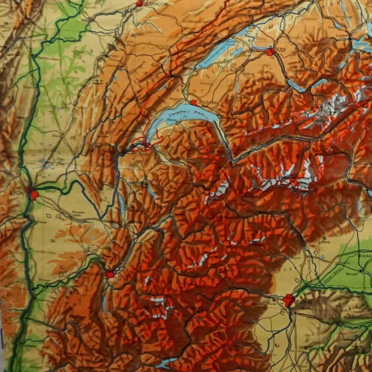 Vintage Map the Alps Countries, Switzerland, Italy, Austria at 1stDibs ...