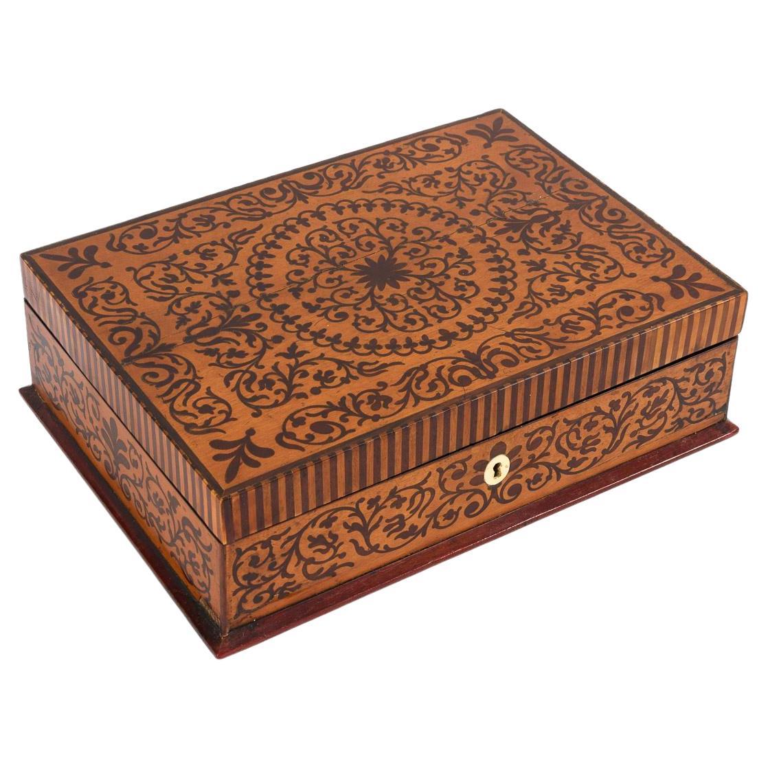 Large Marquetry Jewelry Box with Dome Lid and Gilded Feet at 1stDibs ...