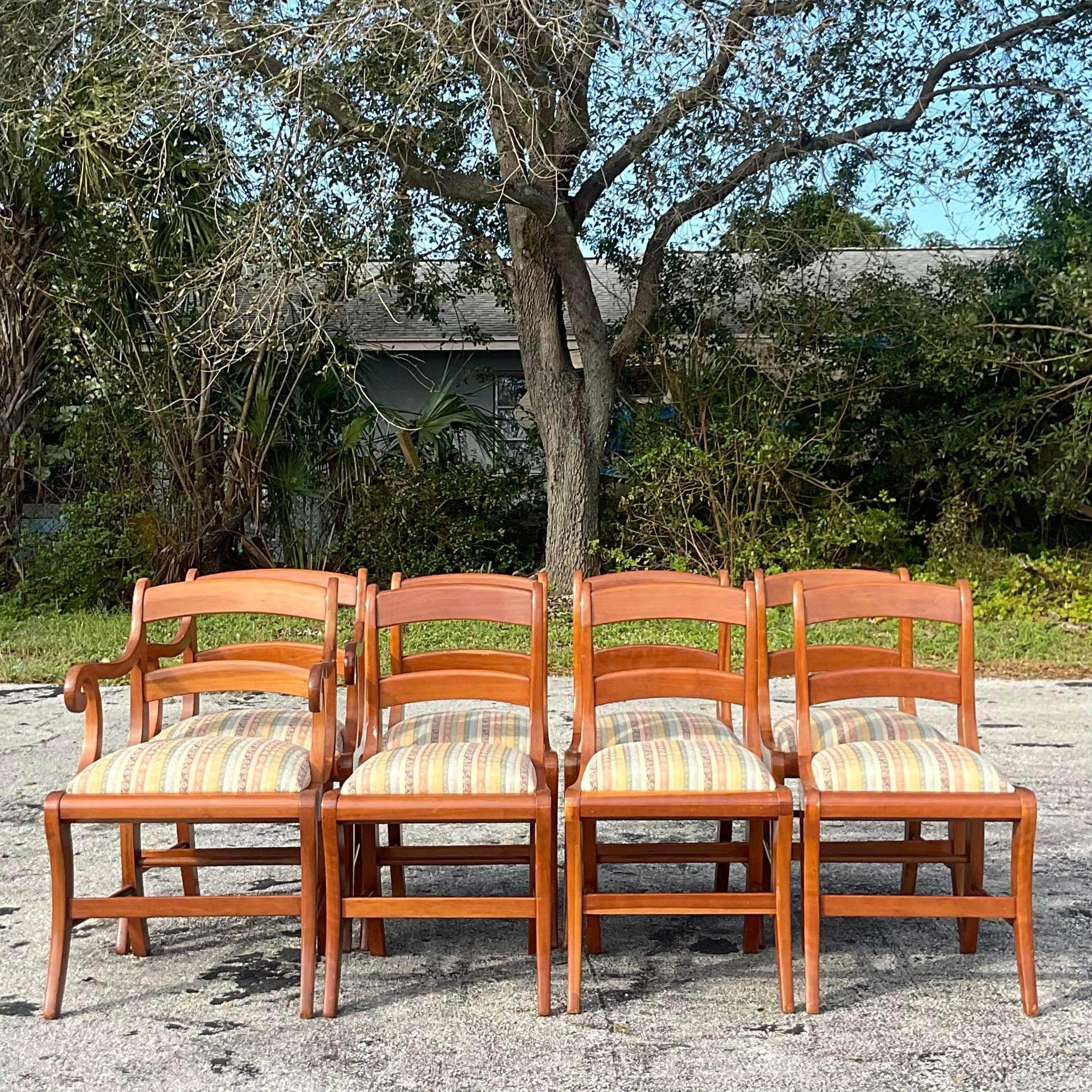 Vintage Maple Saber Legged Dining Chairs- Set of 8 For Sale at 1stDibs