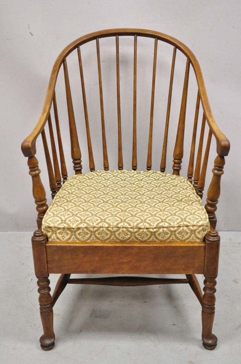 Vintage Maple Wood Bowed Windsor Fan Back Colonial Lounge Arm Chair For ...