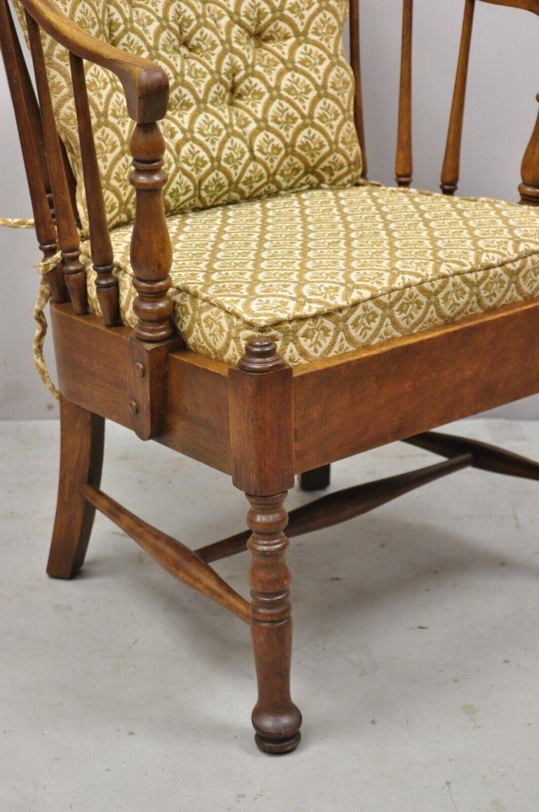 Vintage Maple Wood Bowed Windsor Fan Back Colonial Lounge Arm Chair For ...