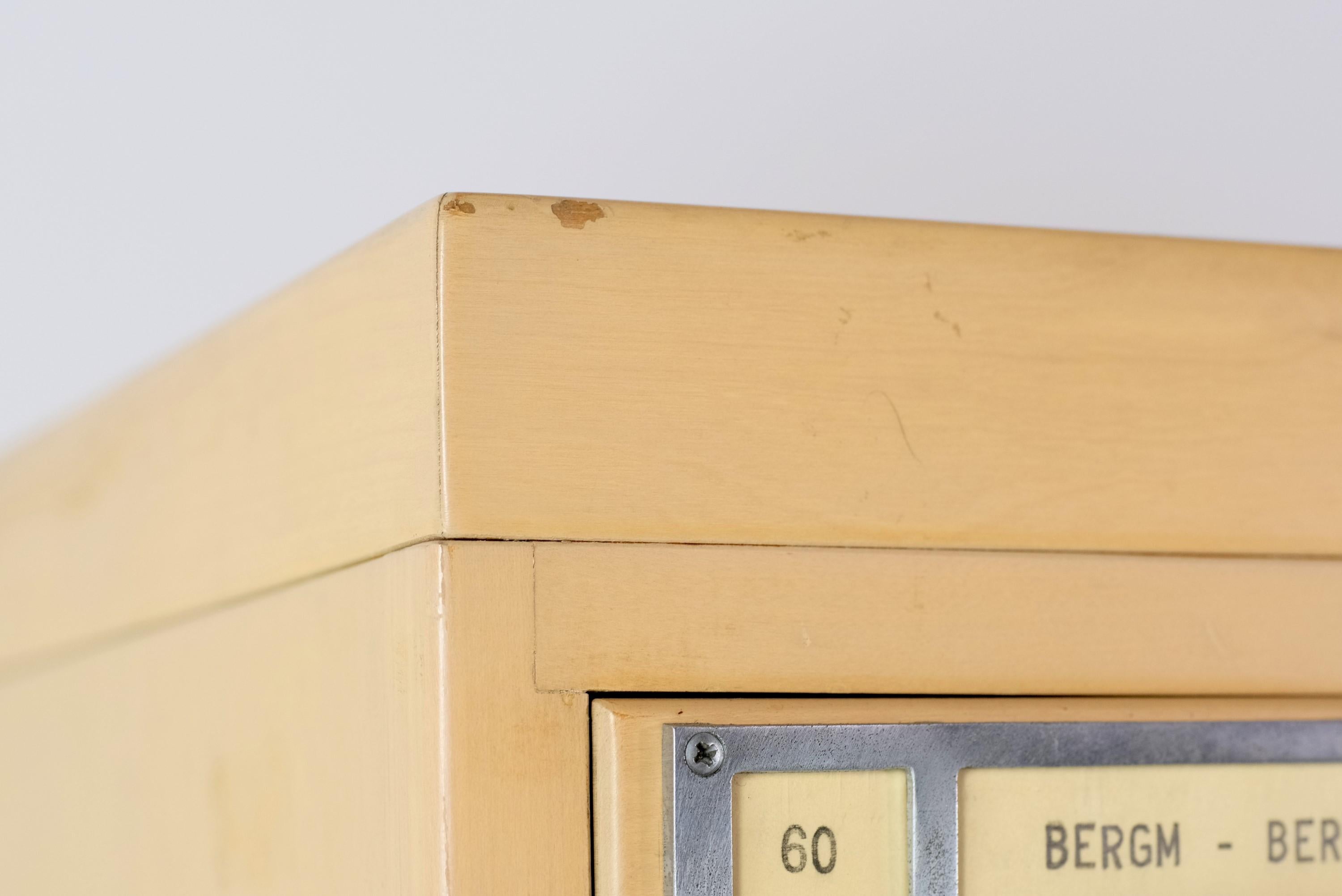 Vintage Maple Wood Card Catalog 72 Drawers Cabinet w/ Nickel Pulls For ...
