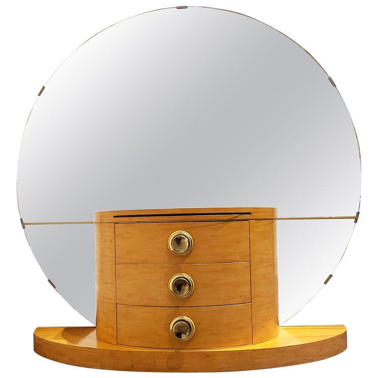 Vintage Maple Wood Vanity with Large Mirror, circa 1970s For Sale at ...