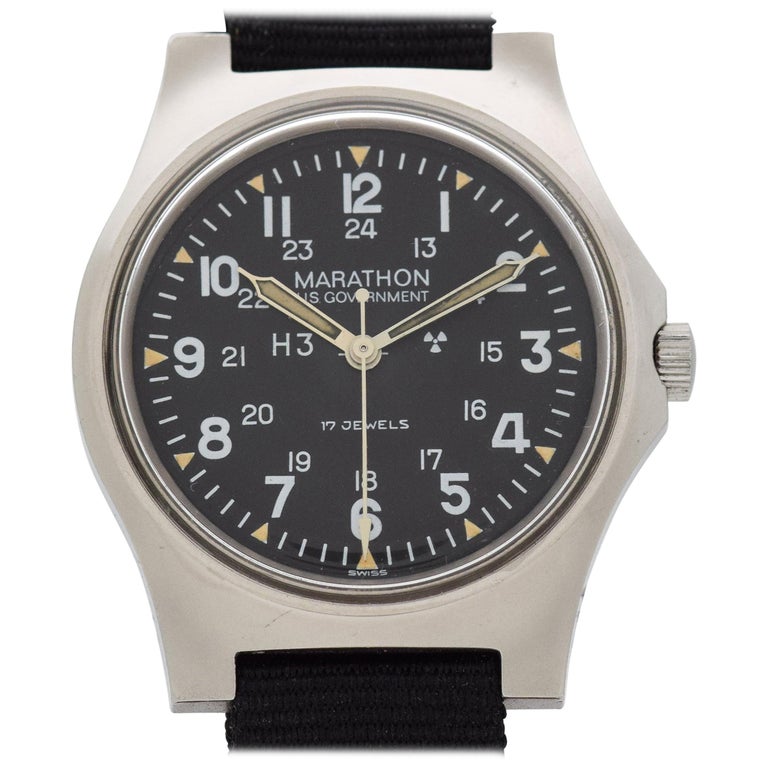 Vintage Marathon Stainless Steel Military Watch with Gallet Movement ...