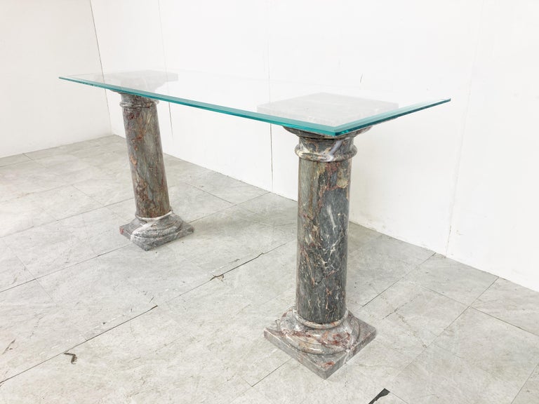 Vintage Marble Column Console Table Italy, 1960s For Sale at 1stDibs