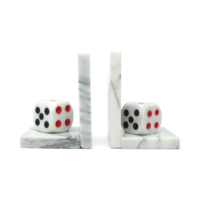 Vintage Marble Dice Bookends For Sale at 1stDibs