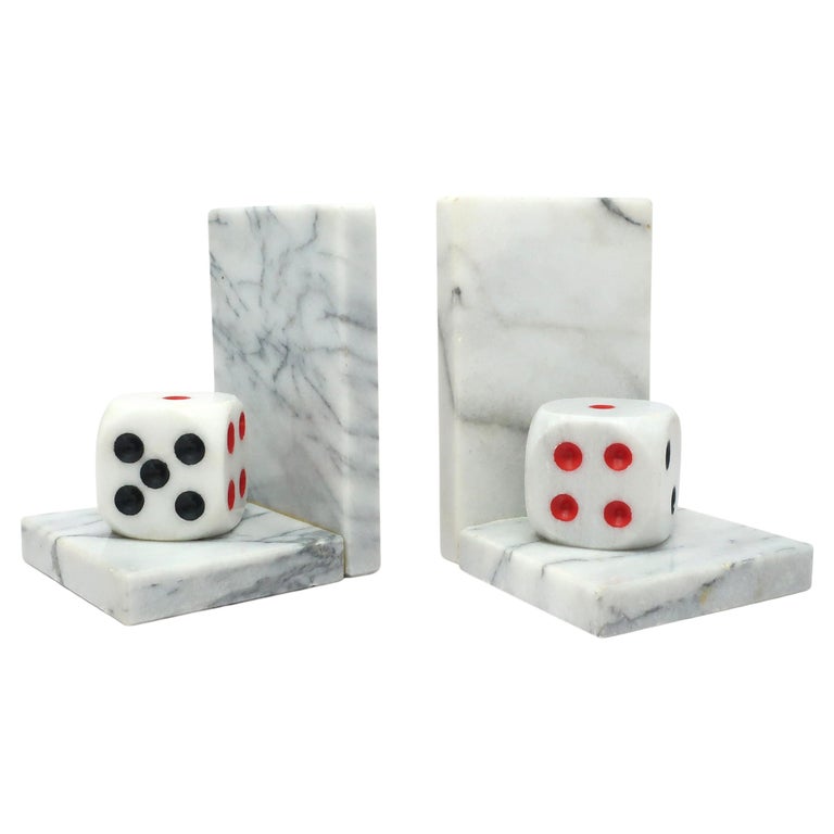 Vintage Marble Dice Bookends For Sale at 1stDibs