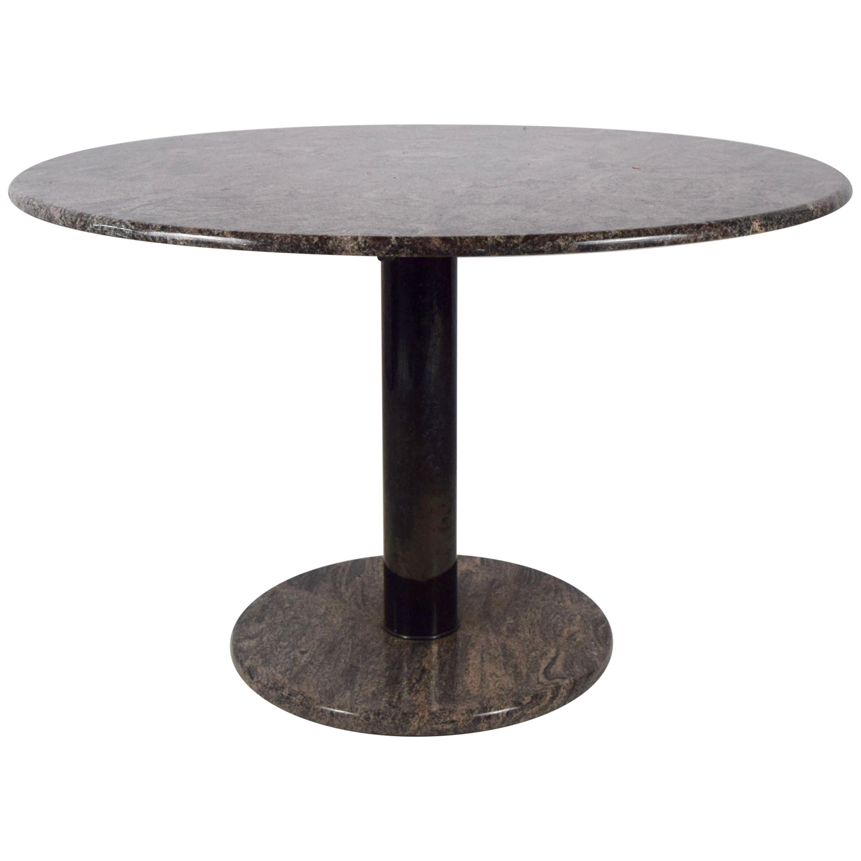 Vintage French Marble-Top Iron Base Bistro Table, 1970s at 1stDibs