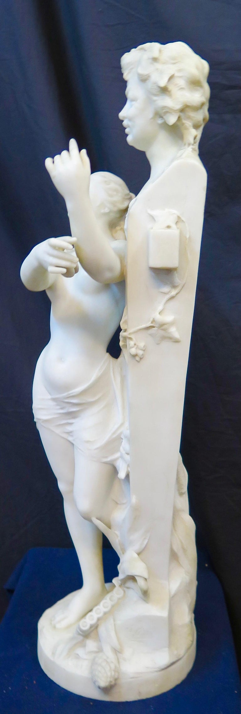 Vintage Marble Sculpture of Bacchus and a Nymph at 1stDibs