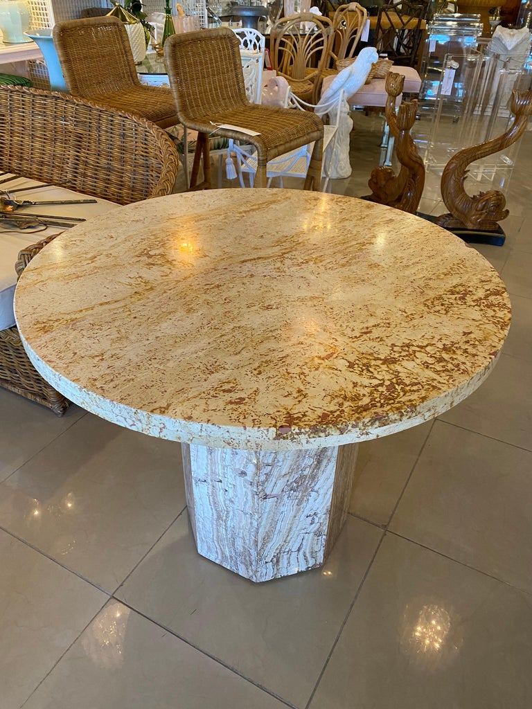 Vintage Marble Stone Entry Center or Dining Table at 1stDibs