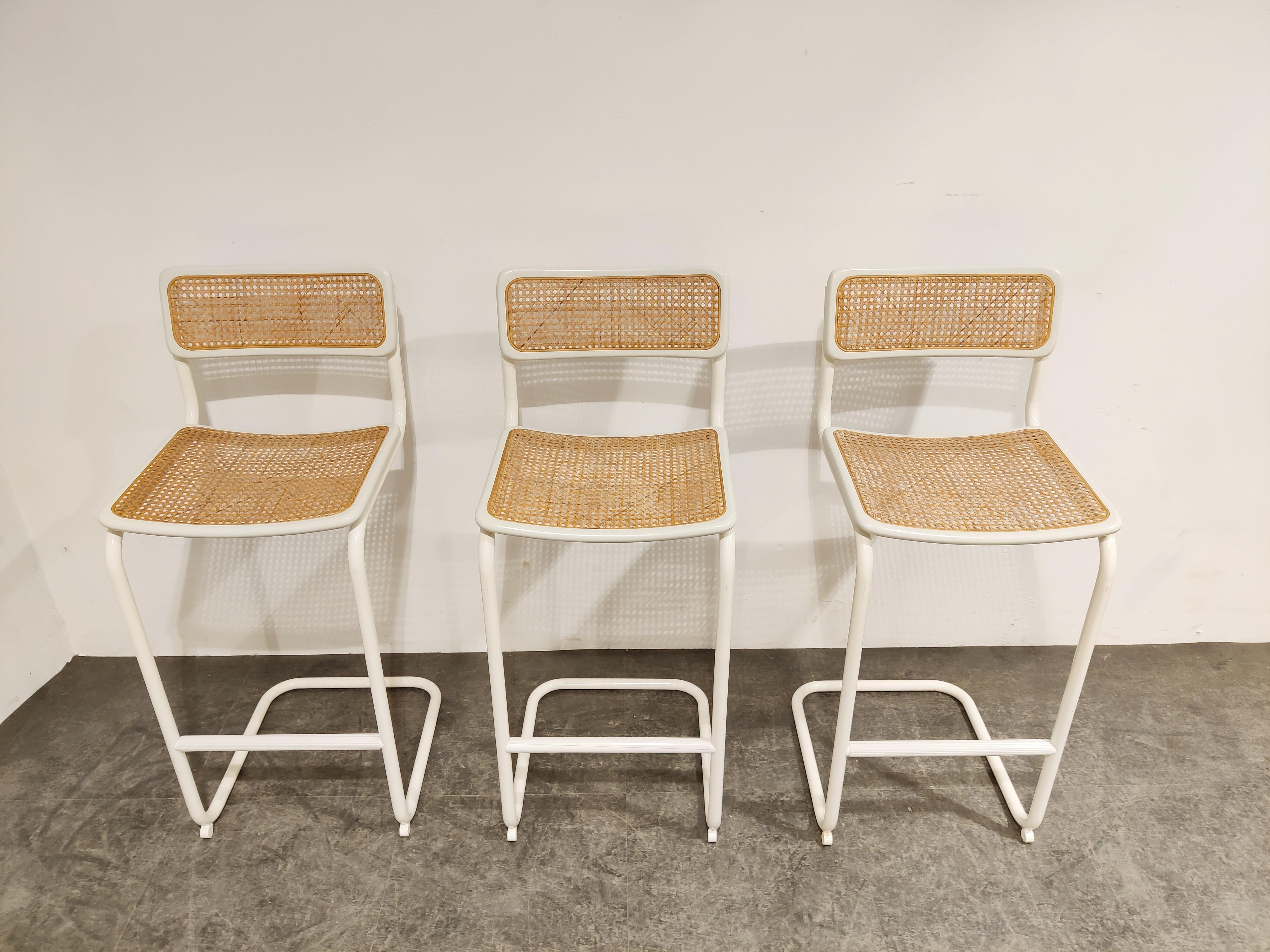 Vintage Marcel Breuer Style Bar Stools, 1970s, Set of 3 at 1stDibs