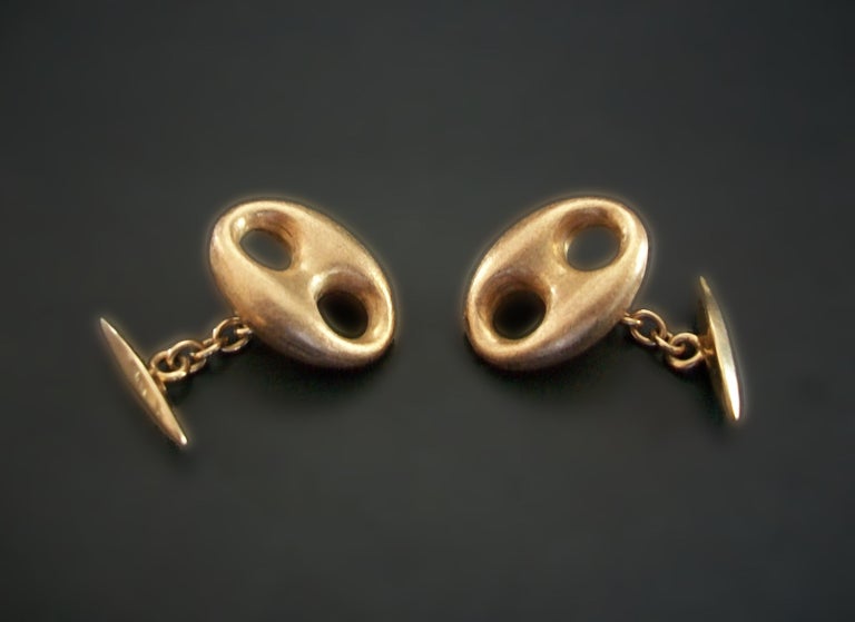Vintage Mariner Link 18K Gold Cufflinks - Italy (Arezzo) - Mid 20th ...