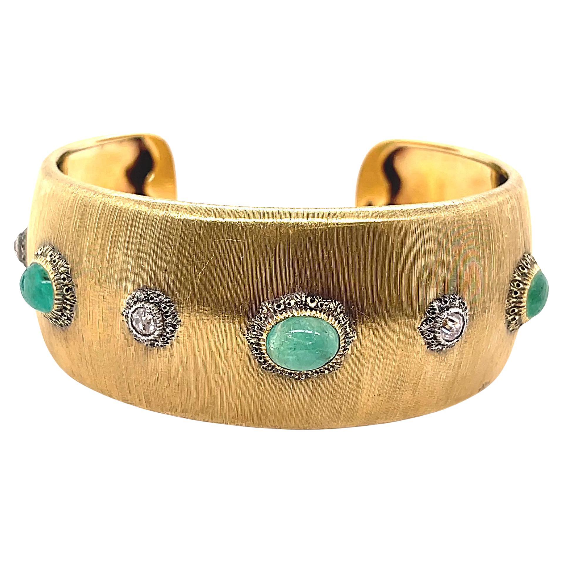 Early Mario Buccellati Gold and Diamond Cuff Bracelet For Sale at 1stDibs
