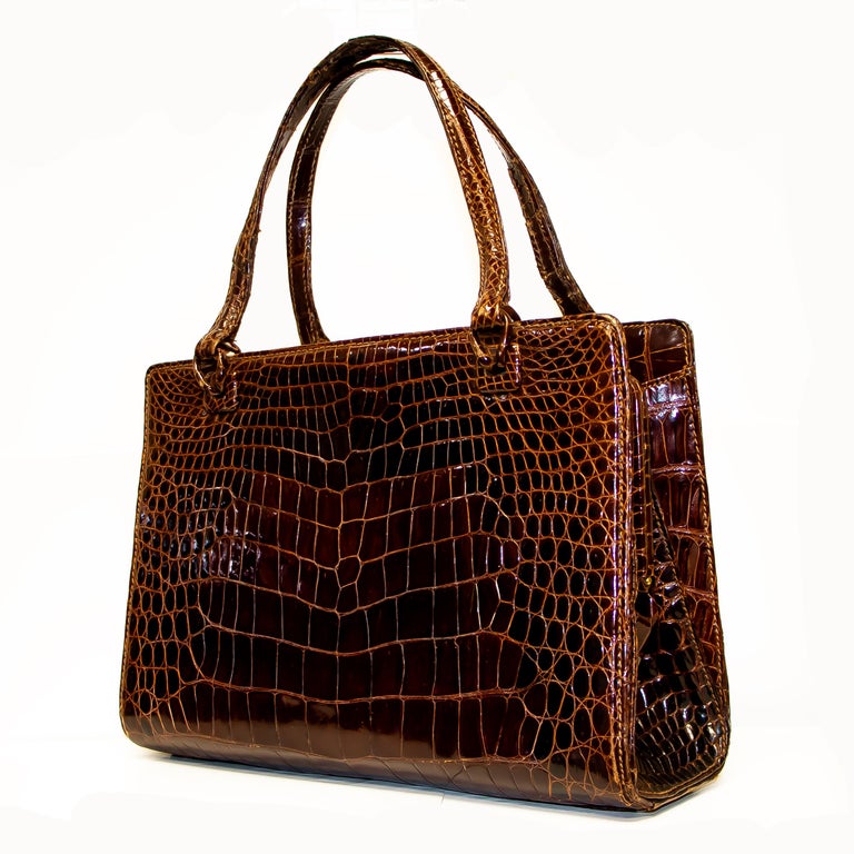 Vintage Mark Cross Chestnut Crocodile Handbag at 1stDibs | vintage mark ...