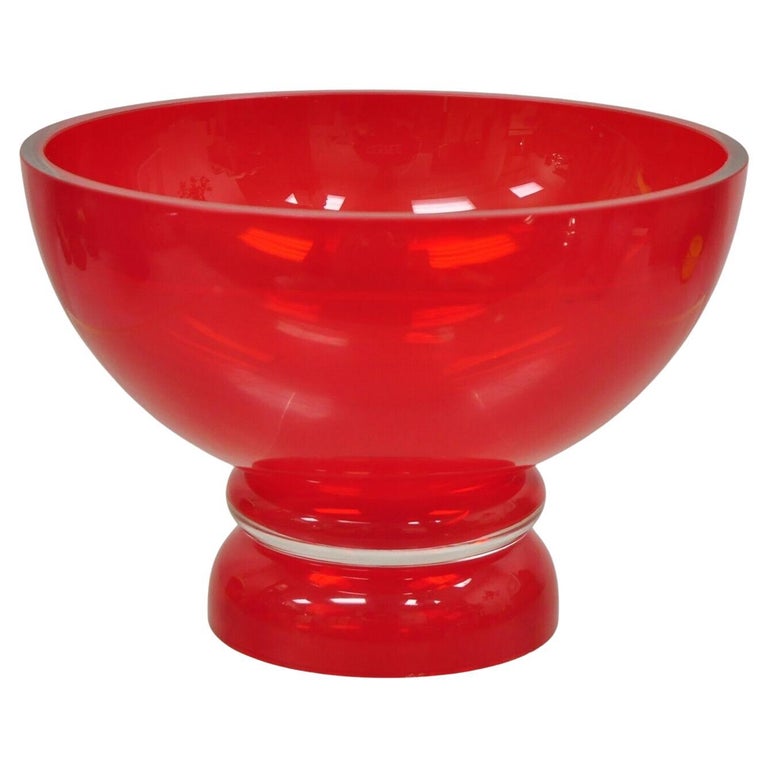 Vintage Marquis Waterford Red Tango Footed Modern Bowl For Sale at 1stDibs