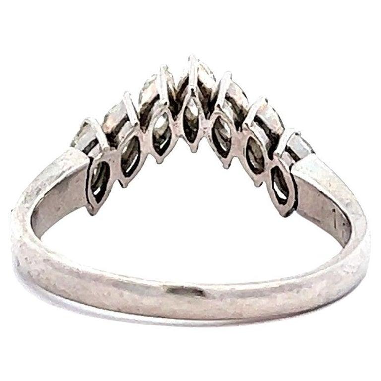 Vintage Marquise Cut Diamond Platinum Chevron Band For Sale at 1stDibs
