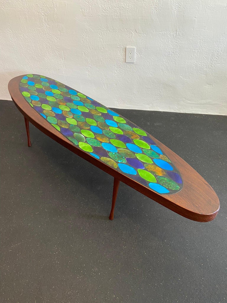 Martz Style Ceramic Tile Inlaid Walnut Coffee Table For Sale at 1stDibs ...