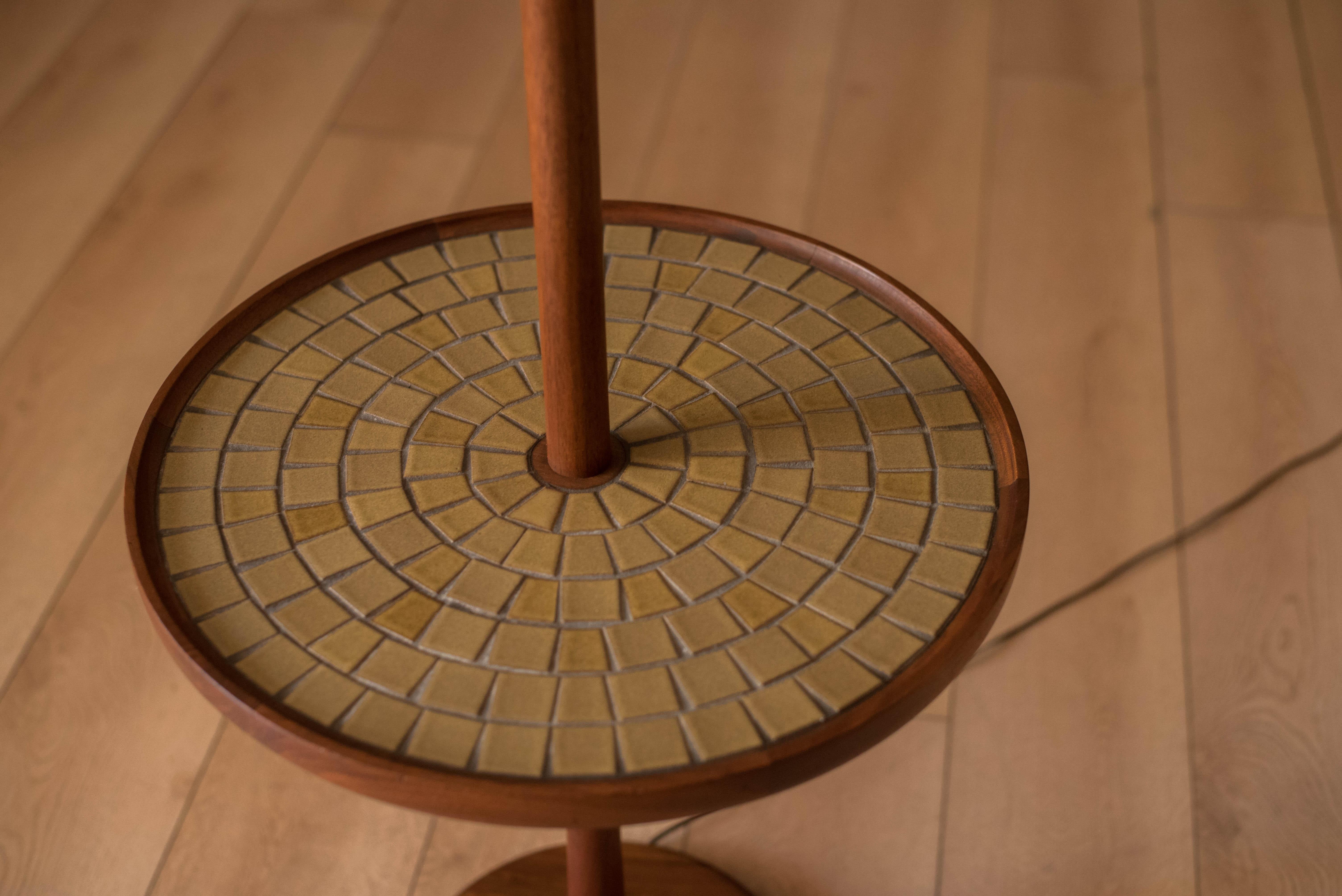 Vintage Martz Walnut Floor Lamp with Tile Side Table at 1stDibs | martz floor lamp