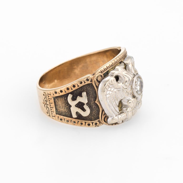Vintage Masonic 32nd Degree Ring Scottish Rite Diamond Fraternal ...