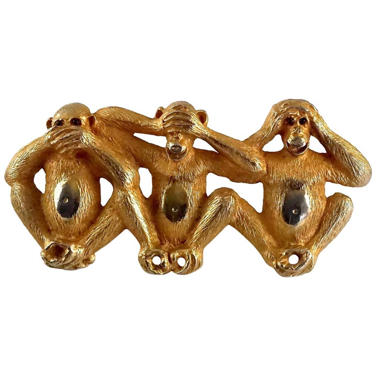 Vintage Massive 1991 MARGARITA BARRERA Sculpture "3 Wise Monkeys" Belt ...