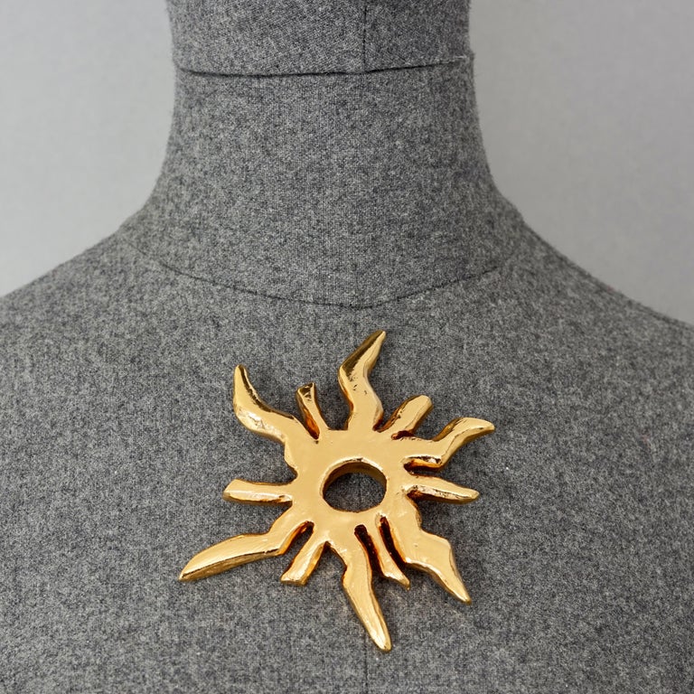 Vintage Massive CHRISTIAN LACROIX Modernist Sun Brooch For Sale at 1stDibs