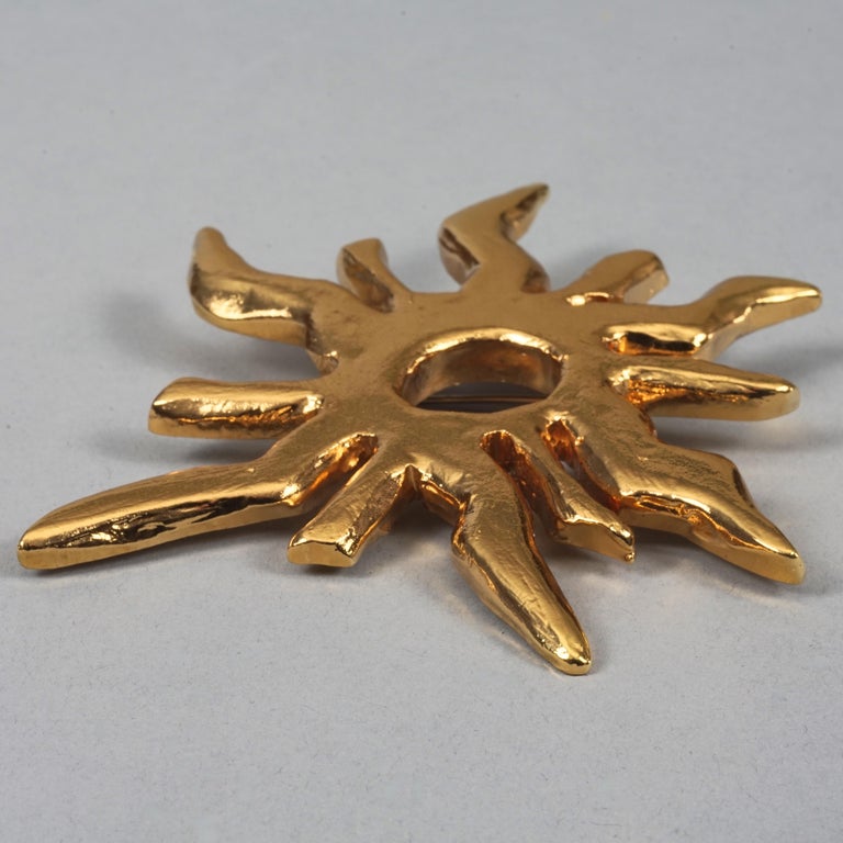 Vintage Massive CHRISTIAN LACROIX Modernist Sun Brooch For Sale at 1stDibs