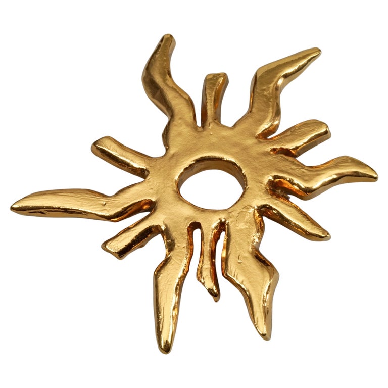 Vintage Massive CHRISTIAN LACROIX Modernist Sun Brooch For Sale at 1stDibs