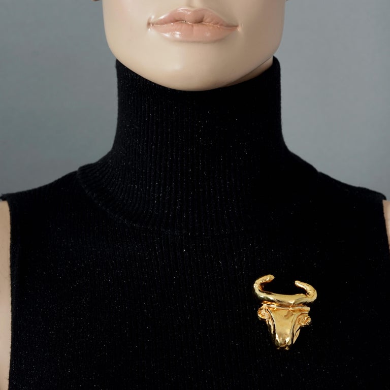 Vintage Massive CHRISTIAN LACROIX Sculptural Bull Head Brooch For Sale ...