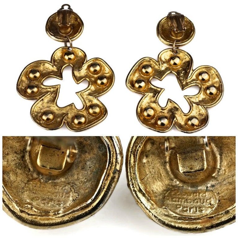 Vintage Massive EDOUARD RAMBAUD Jewelled Flower Dangling Earrings at ...